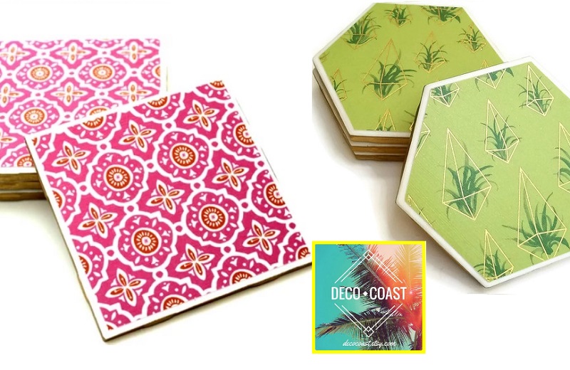 Deco Coast: Modern Ceramic Coasters with California Vibes